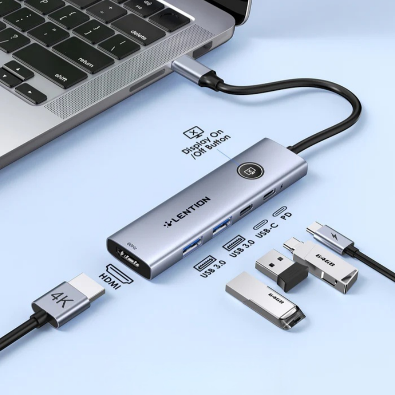 USB C Hub with One-Click Screen On/Off | Privacy for MacBook 2025 – Lention