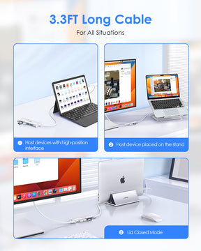 LENTION 6 in 1 Long Cable USB C Multi-Port Hub|Lention