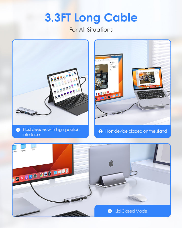 LENTION 6 in 1 Long Cable USB C Multi-Port Hub|Lention