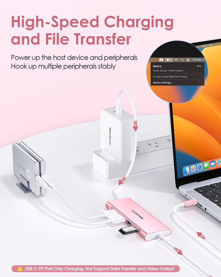 LENTION 6 in 1 Long Cable USB C Multi-Port Hub|Lention