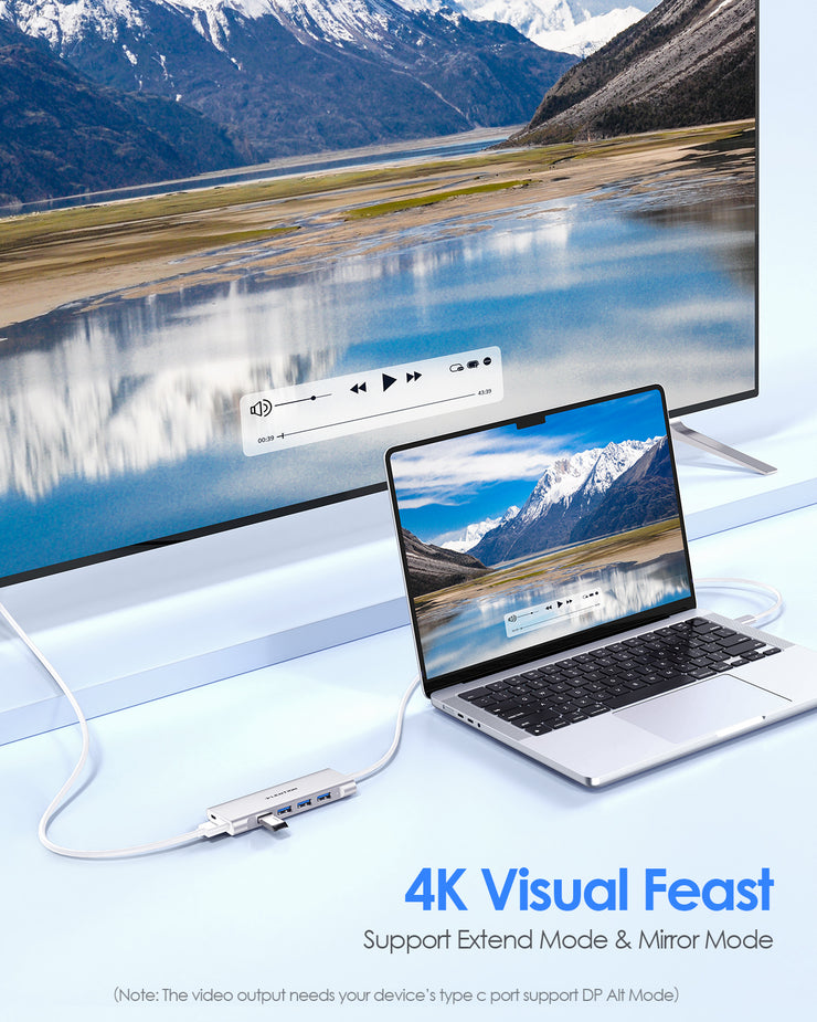 LENTION 6 in 1 Long Cable USB C Multi-Port Hub|Lention