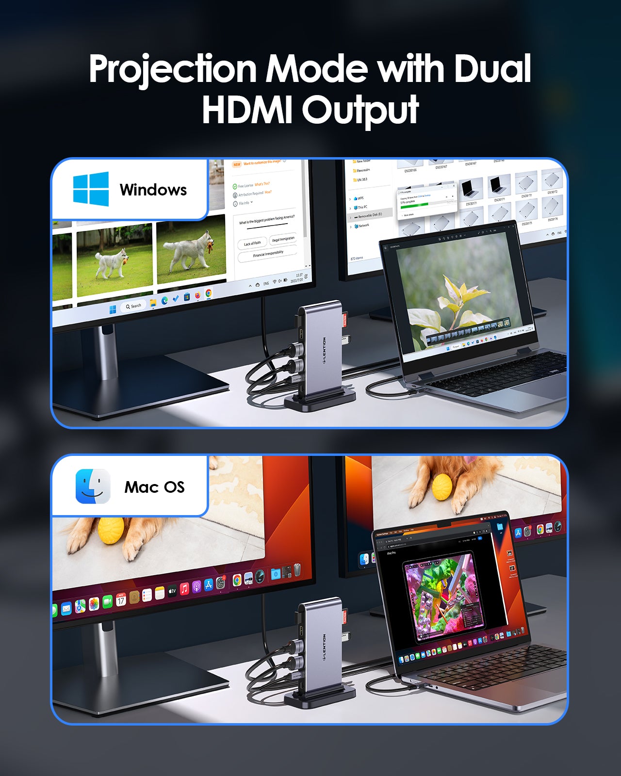 LENTION USB C 10-in-1 Docking Station (CB-D62, Space Gray) – Lention