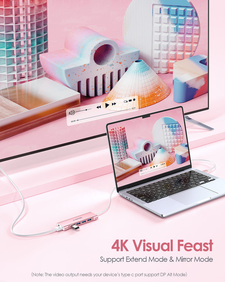 LENTION 6 in 1 Long Cable USB C Multi-Port Hub|Lention