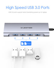 LENTION 6 in 1 Long Cable USB C Multi-Port Hub|Lention