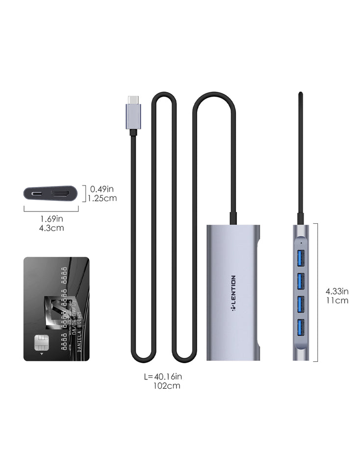 LENTION 6 in 1 Long Cable USB C Multi-Port Hub|Lention