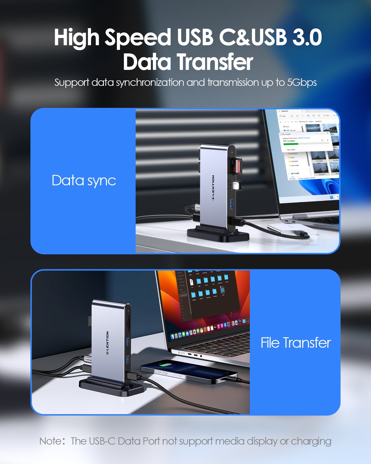 LENTION USB C 10-in-1 Docking Station (CB-D62, Space Gray) – Lention