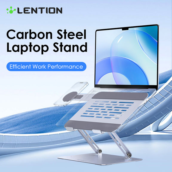 LENTION Adjustable Laptop Stand with Phone Holder, Ergonomic&Portable ...