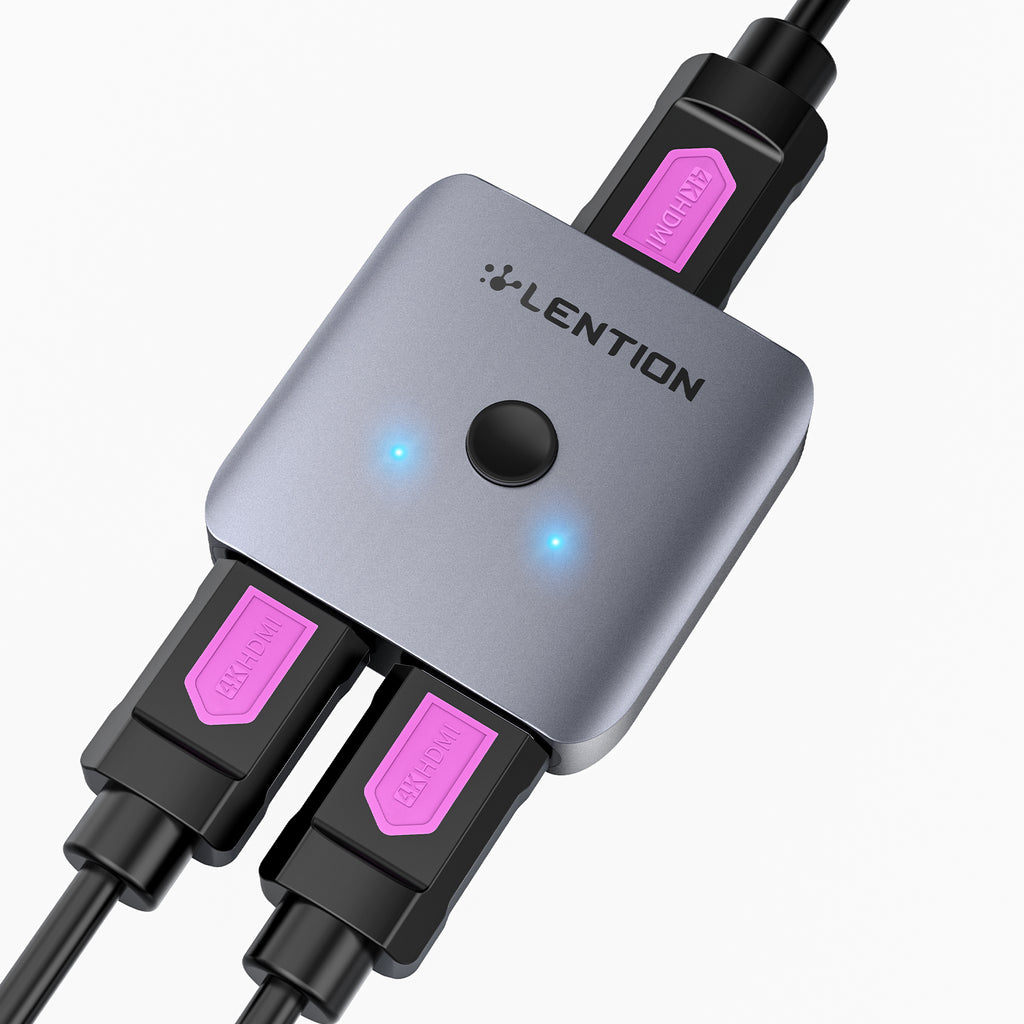 LENTION 1x2/ 2x1 Bi-Directional 4K/30Hz Aluminum HDMI Switcher|Lention