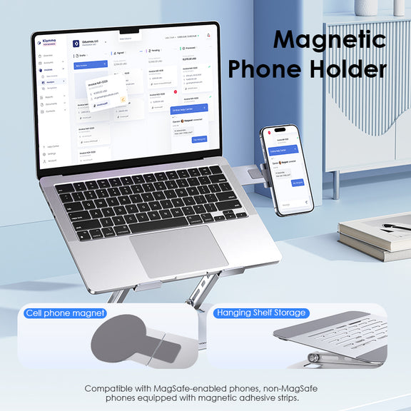 LENTION Adjustable Laptop Stand with Phone Holder, Ergonomic&Portable ...