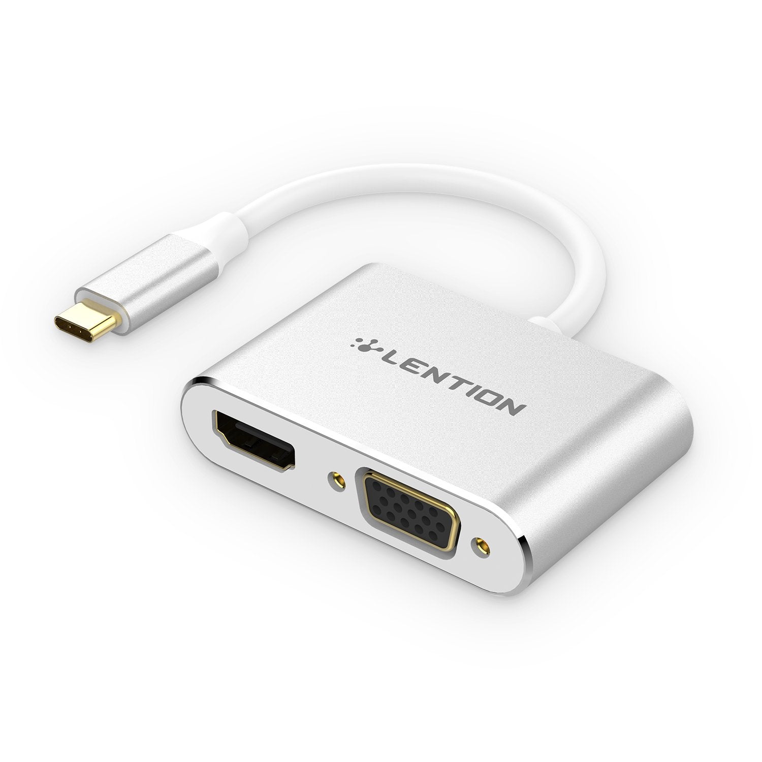 LENTION USB-C to HDMI&VGA Adapter, Up to 4K/30Hz HDMI Output|Lention