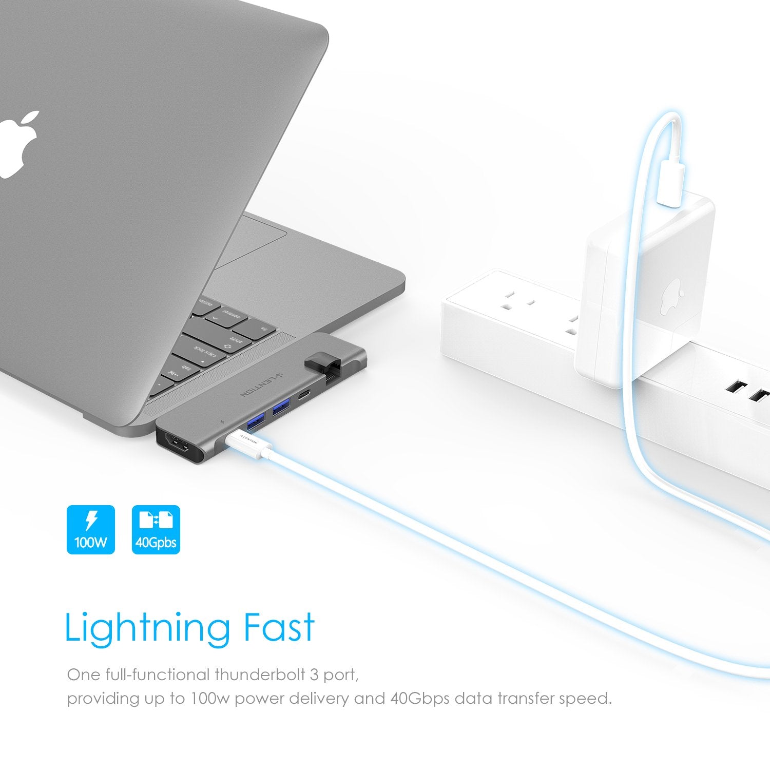 LENTION USB C Portable Hub with Gigabit Ethernet|Lention
