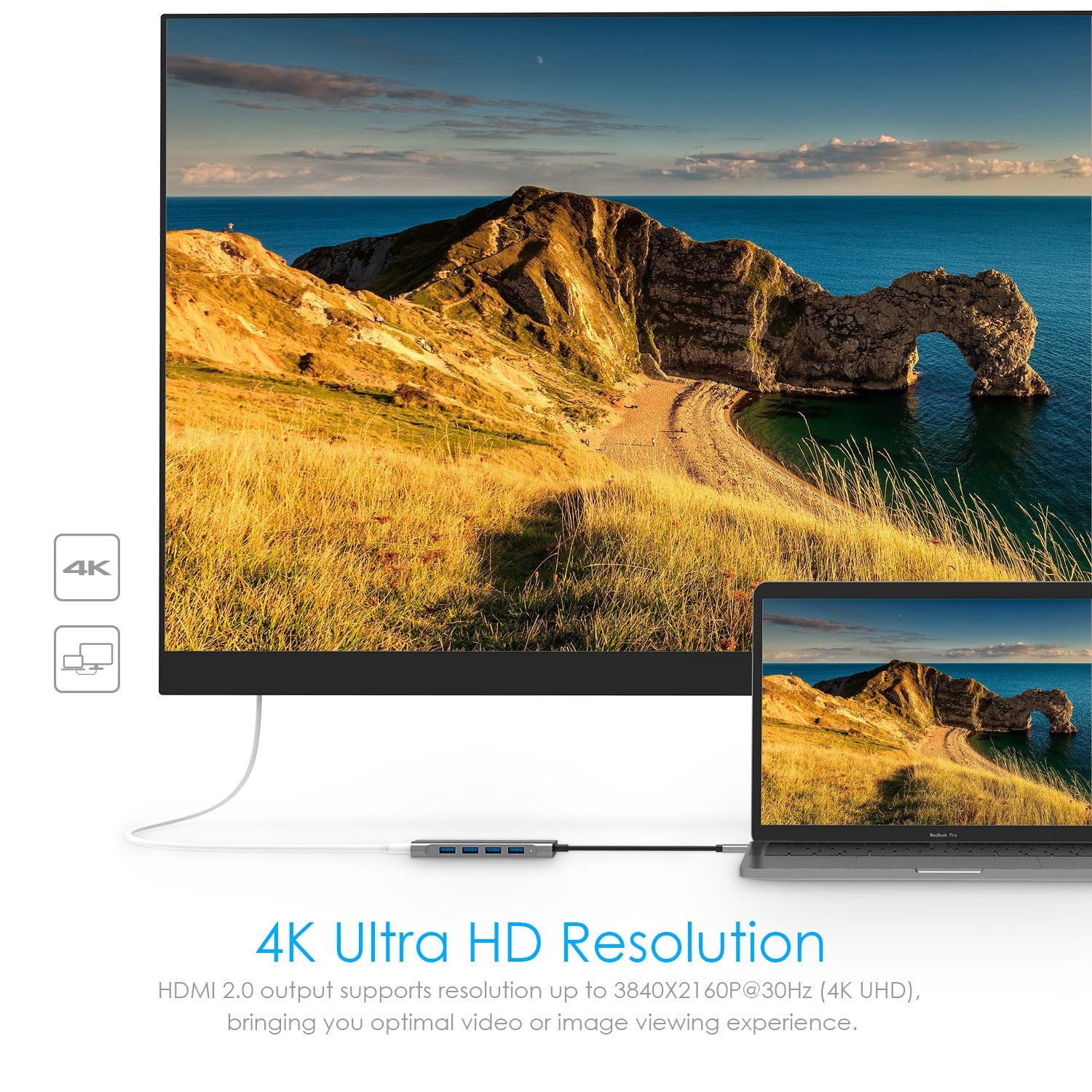 LENTION 6 in 1 Long Cable USB C Multi-Port Hub|Lention