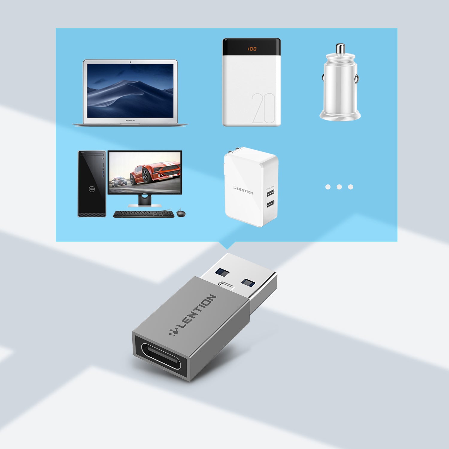 LENTION USB-A to USB-C Adapter|Lention