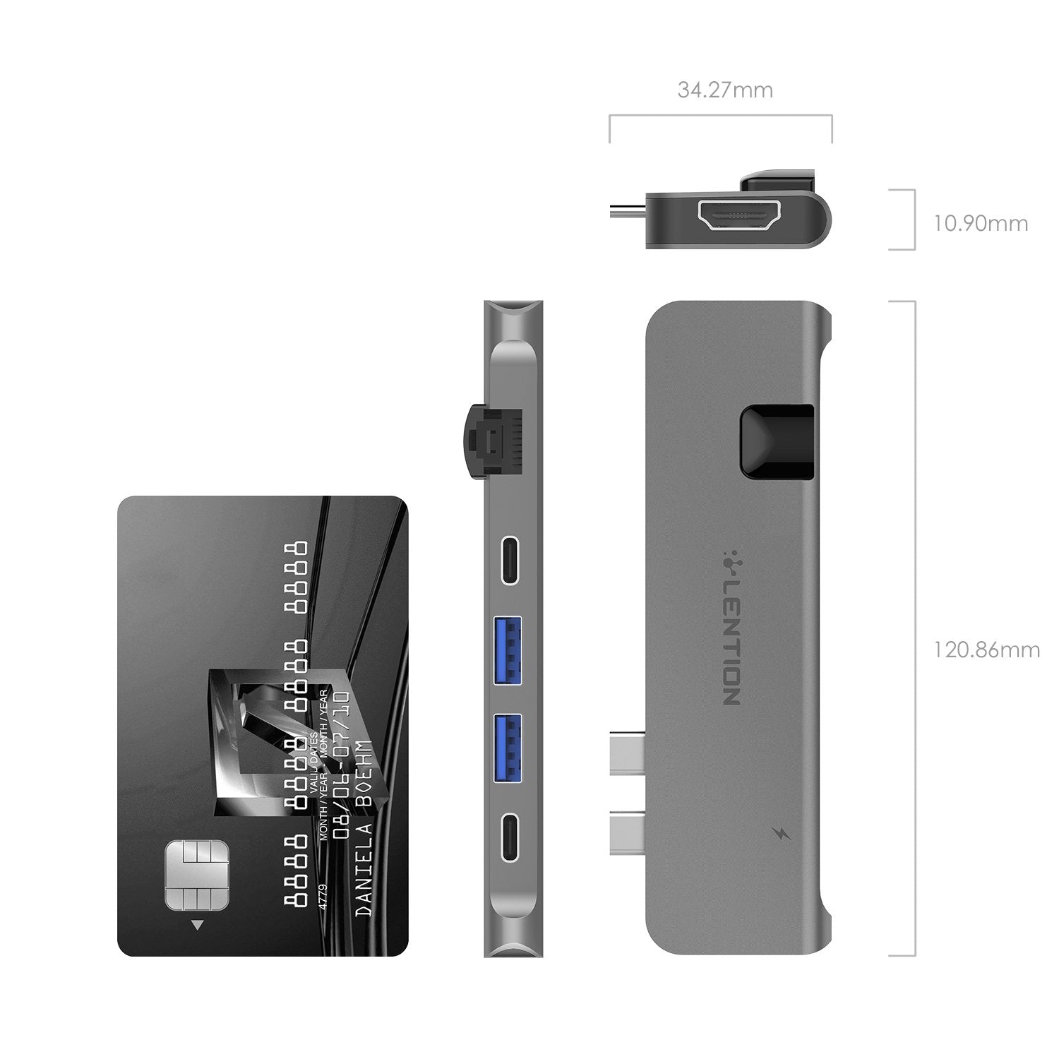 LENTION USB C Portable Hub with Gigabit Ethernet|Lention