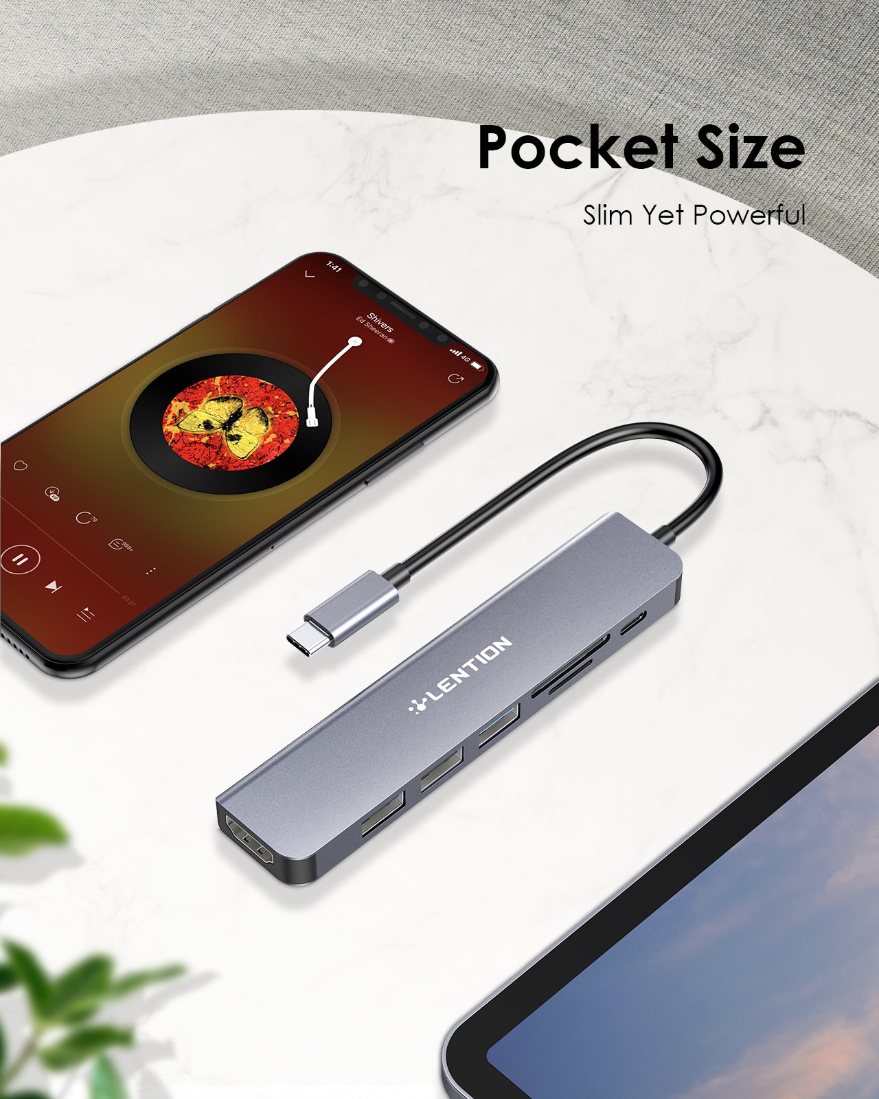 LENTION USB C Hub with 100W Charging, 4K HDMI, Dual Card Reader, USB 3 – Lention