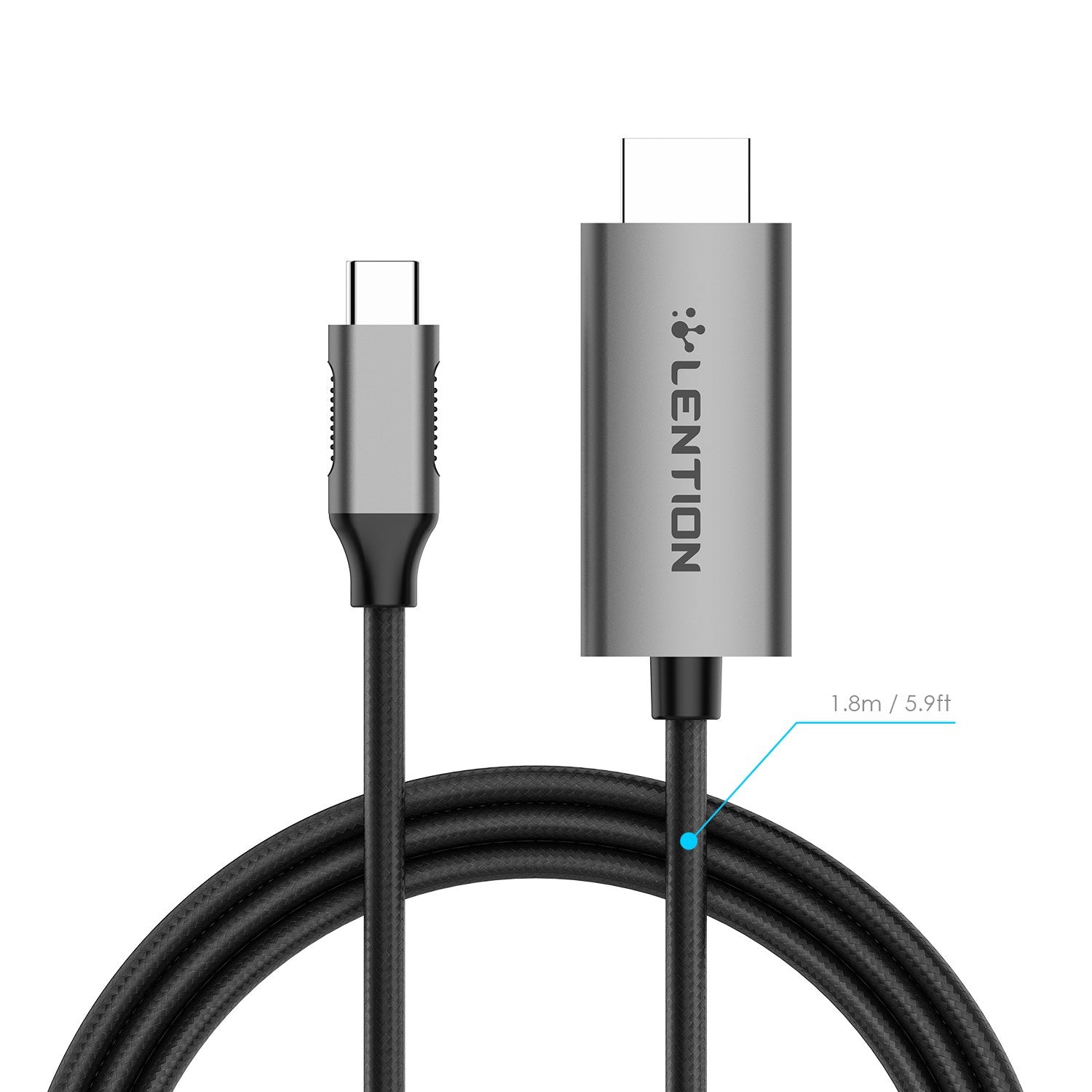 LENTION 6ft Long USB C to HDMI 2.0 Cable Adapter (4K/60Hz)|Lention