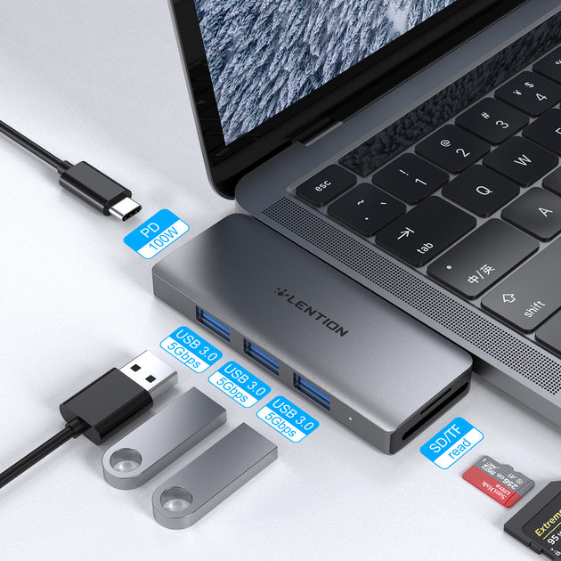 USB C Hub with USB 3.0, SD Card Reader and 100W PD|Lention