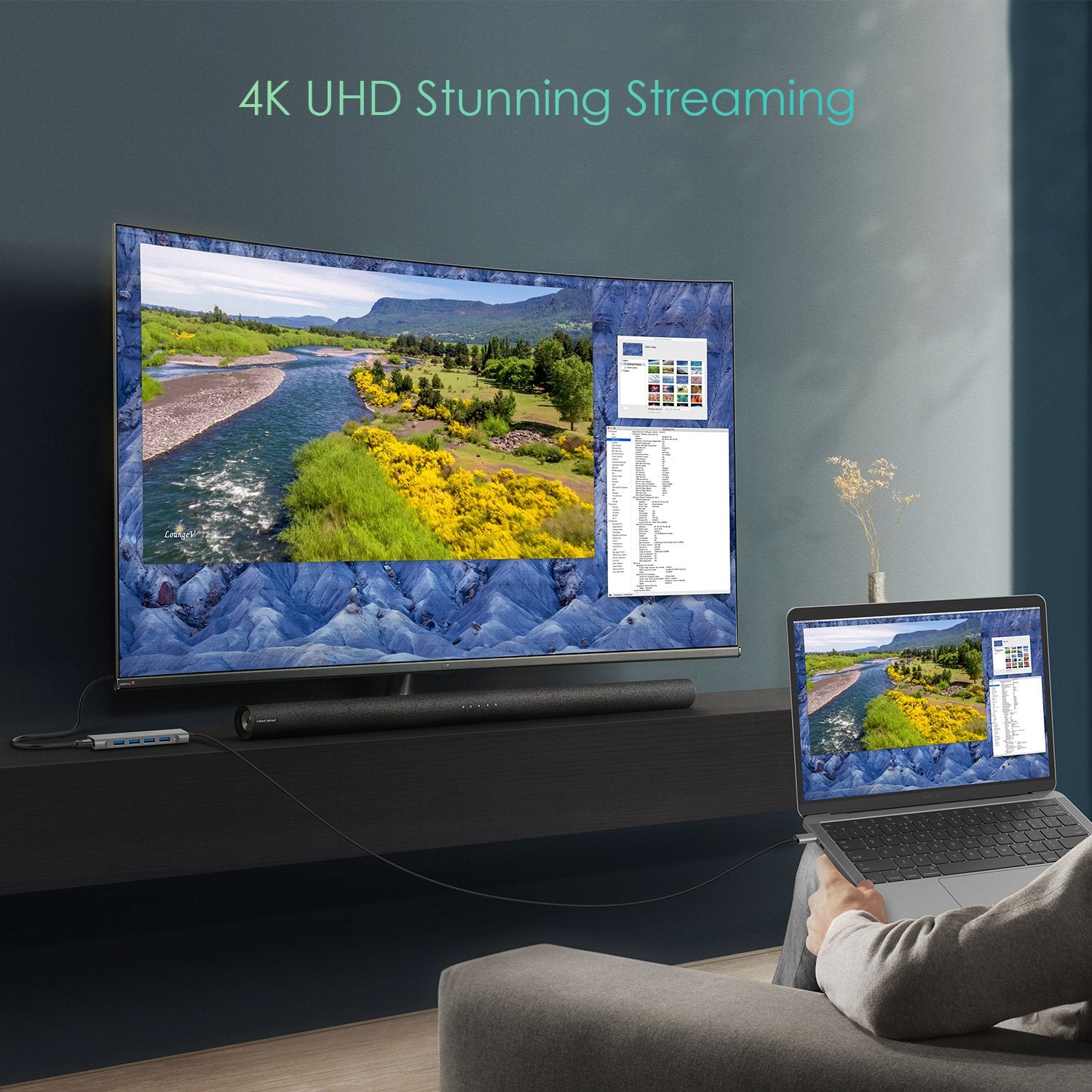 LENTION 6 in 1 Long Cable USB C Multi-Port Hub|Lention