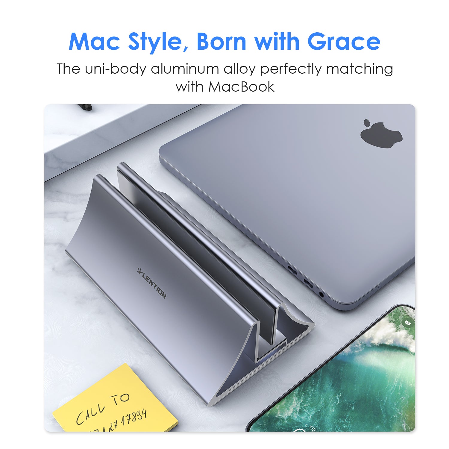 LENTION Aluminum Space-Saving Vertical Desktop Stand (Stand-LS2) – Lention