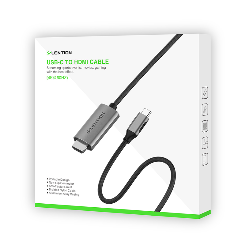 LENTION 6ft Long USB C to HDMI 2.0 Cable Adapter (4K/60Hz)|Lention